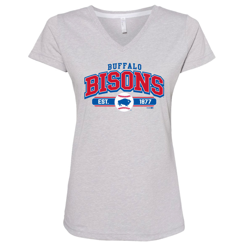 Buffalo Bisons Ladies Grey Volbeat Vneck Tee – Buffalo Bisons Official ...