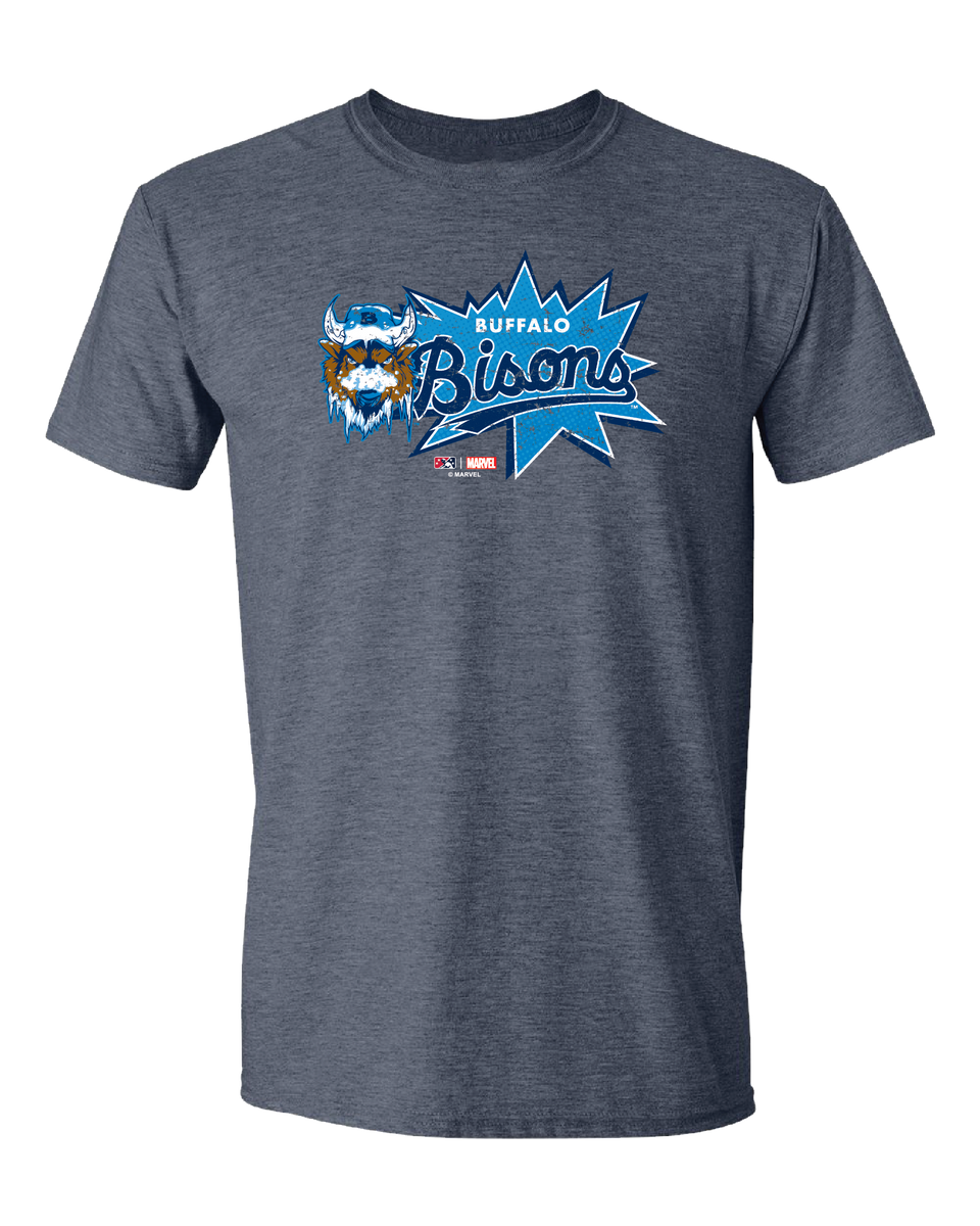 Buffalo Bisons Marvel's Defenders of the Diamond Heather Navy Burst Te ...